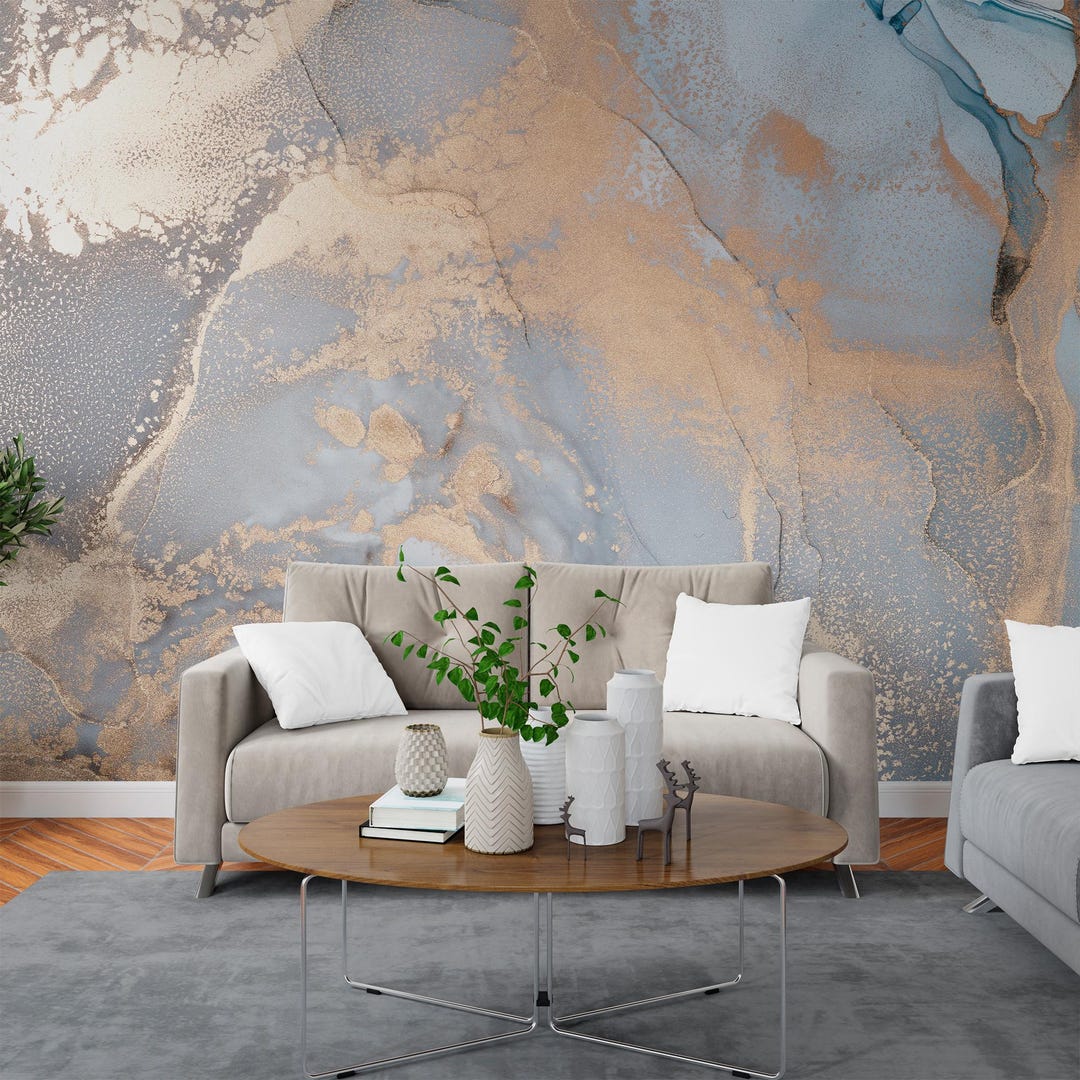 Blue and Gray Wallpaper for Light Beige Pattern Marble Wallpaper ...