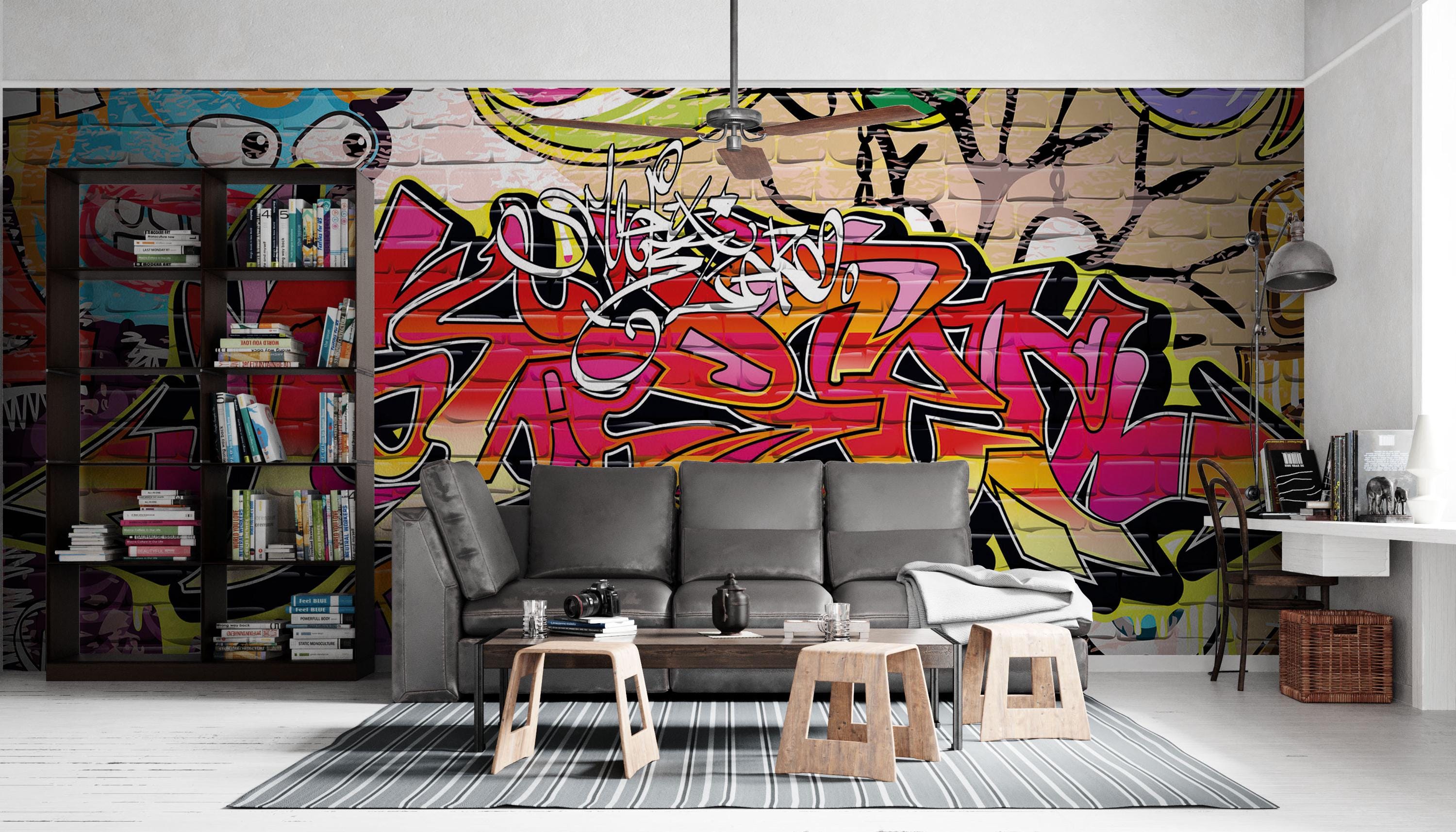Graffiti Mural Wallpaper Urban Street Art Wallpaper Street Style Wall ...