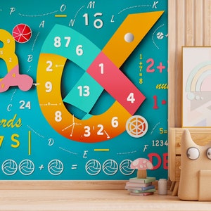 Learning Wallpaper Math Wallpaper for Nursery Decor Peel and Stick ...