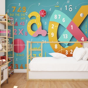 Learning Wallpaper Math Wallpaper for Nursery Decor Peel and Stick ...