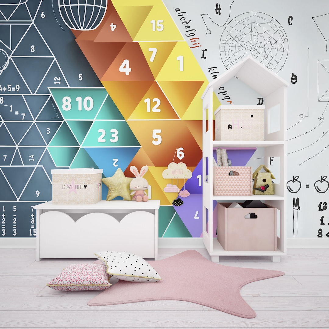 Math Wallpaper for Children Room Numbers Wallpaper Peel and Stick Mural ...