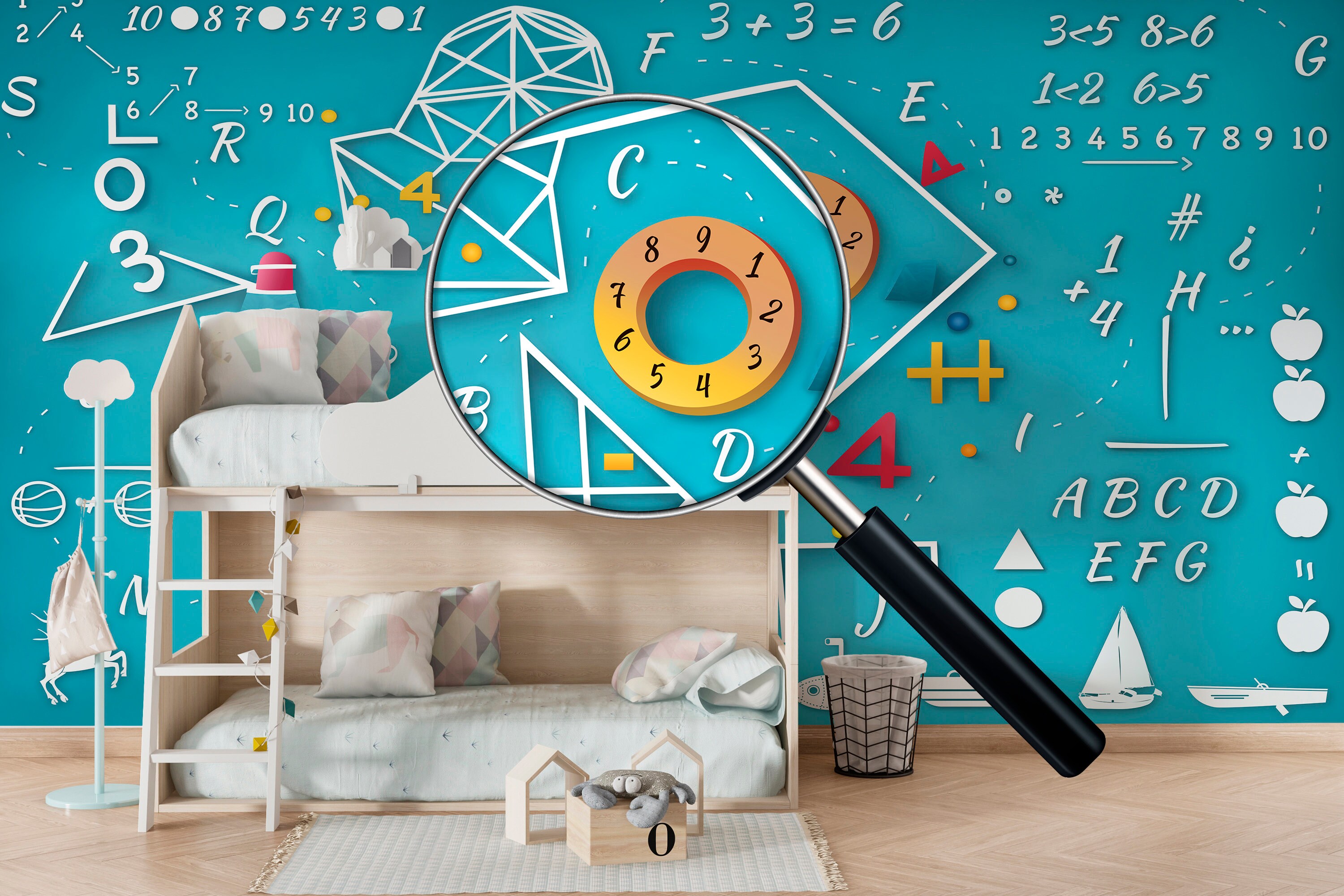 Math Wallpaper for a Nursery Learning Wallpaper Peel and Stick Mural ...