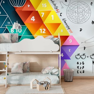 Math Wallpaper for Children Room Numbers Wallpaper Peel and Stick Mural ...
