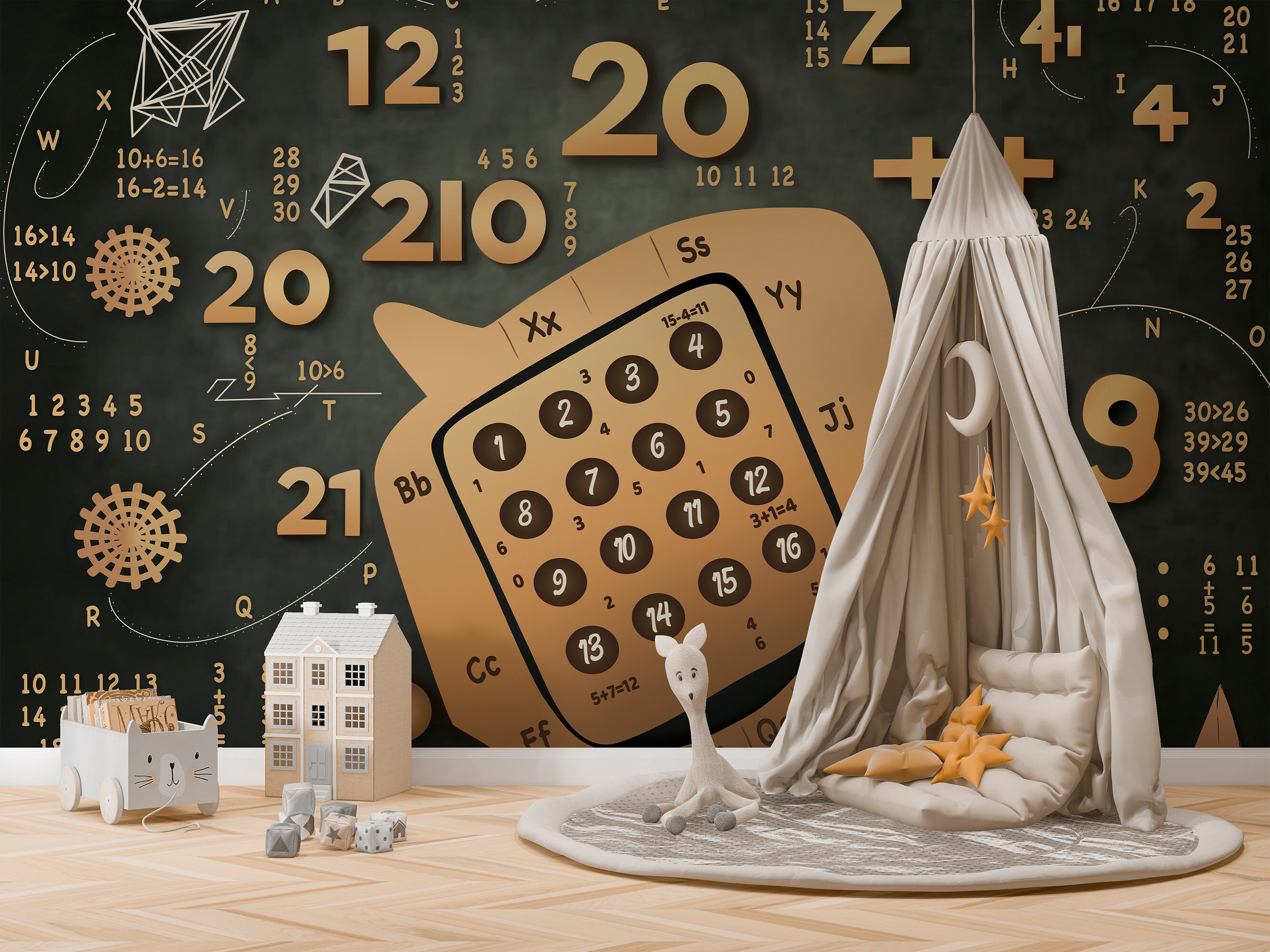 Numbers Wallpaper Math Wallpaper for Children Room Peel and Stick Mural ...