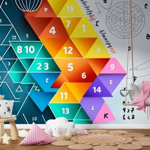 Math Wallpaper for Children Room Numbers Wallpaper Peel and Stick Mural ...