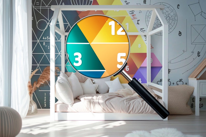 Math Wallpaper for Children Room Numbers Wallpaper Peel and Stick Mural ...