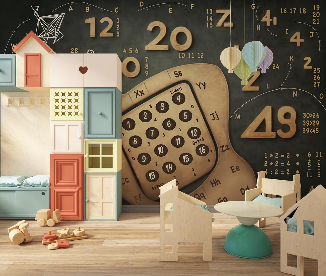 Numbers and Letters Wall Murals Peel and Stick Math Wallpaper for ...