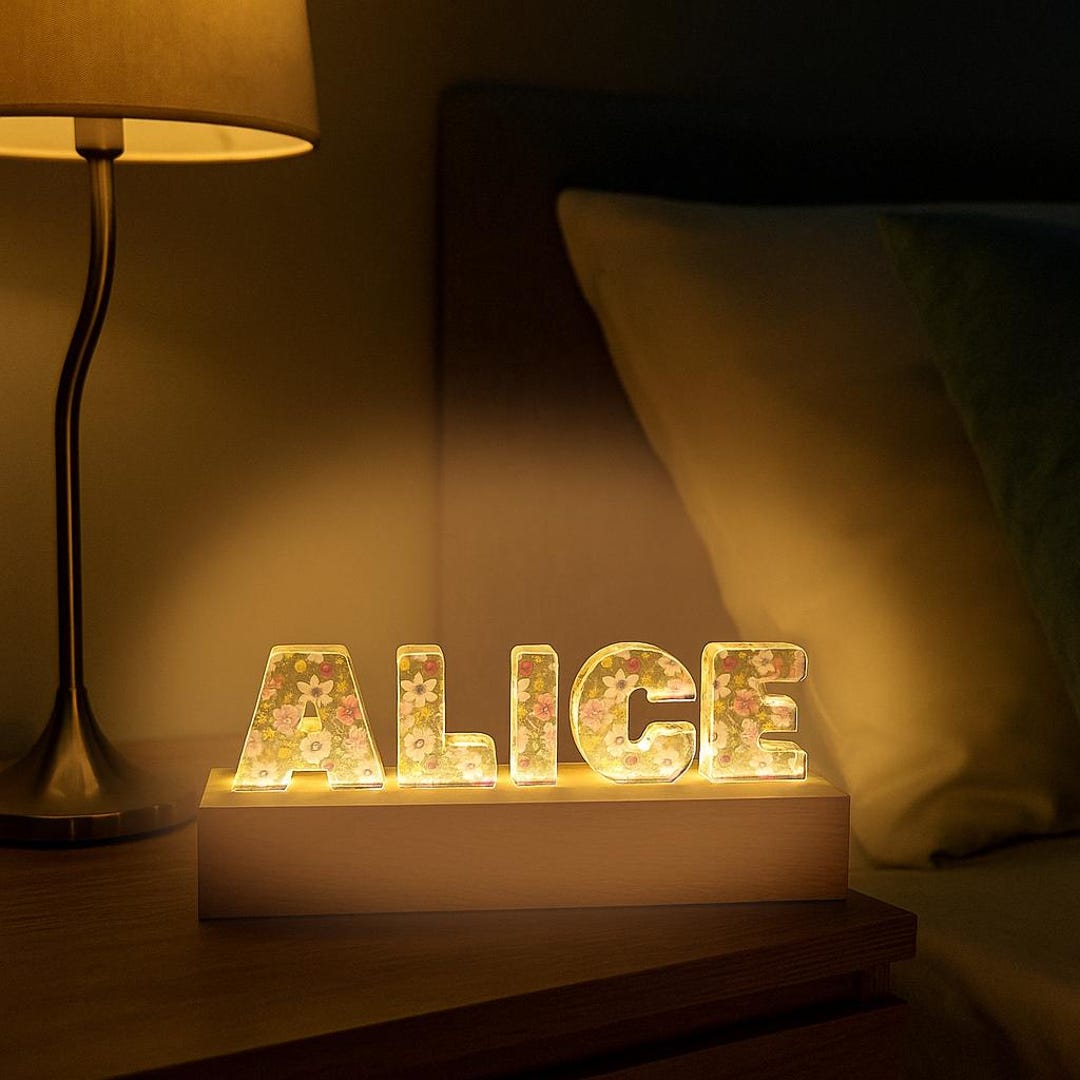Personalized Floral Acrylic Name Light – Custom LED Kids Night Light - Etsy