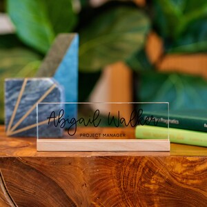 Personalized Acrylic Desk Name Plate: Minimalist Office Decor - Etsy