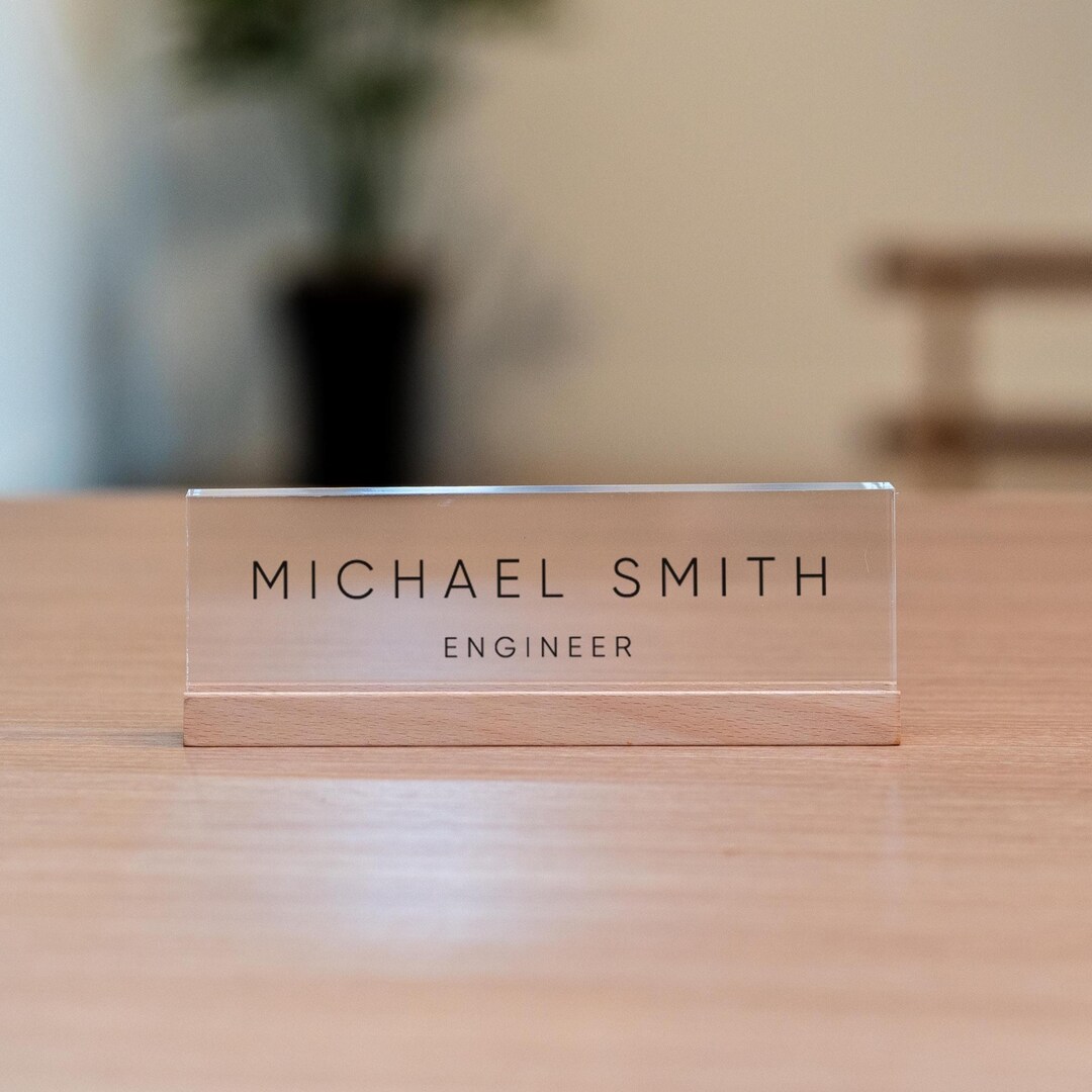 Personalized Acrylic Desk Name Plate: Minimalist Office Decor - Etsy