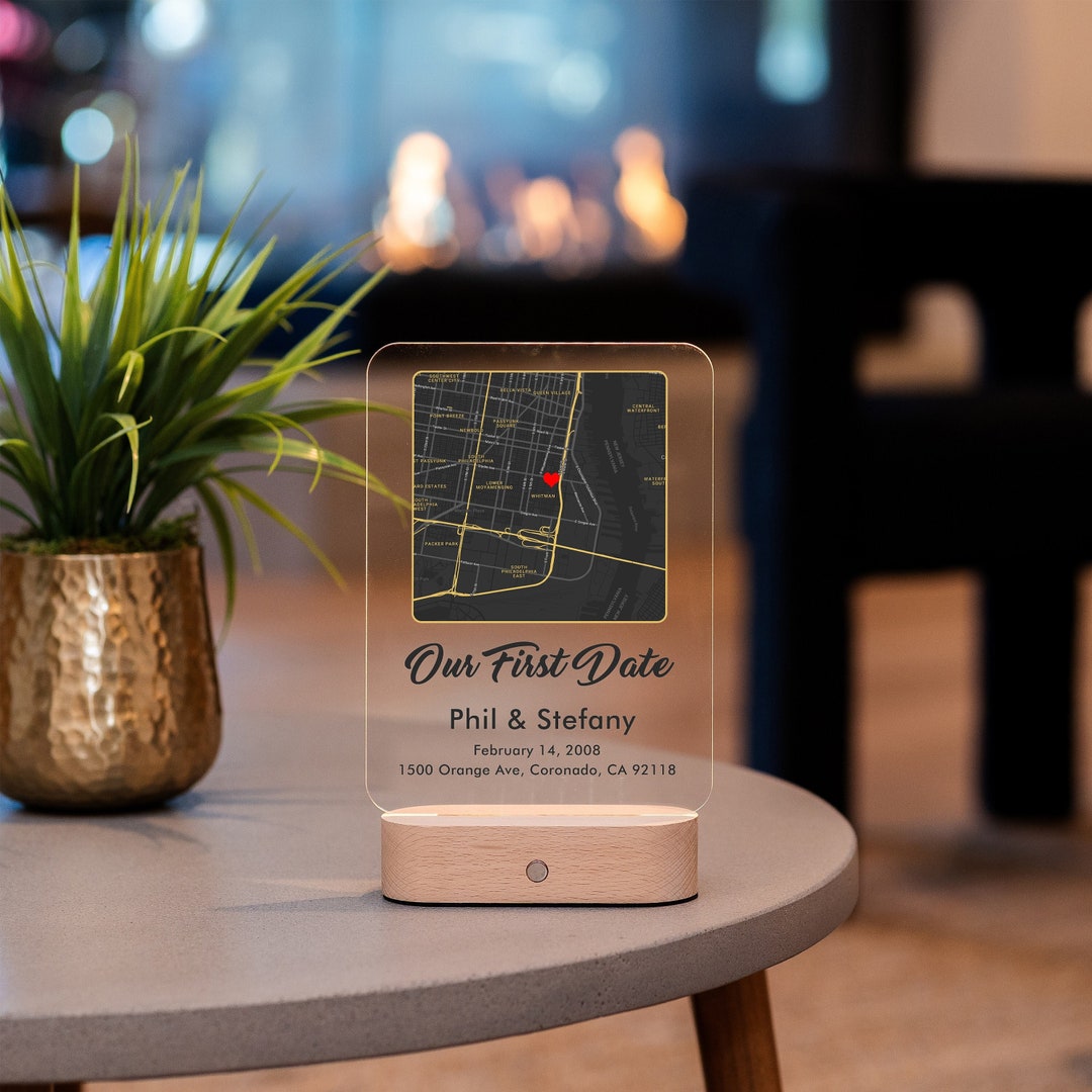 Place We Met Map, Personalized Led Night Lamp, Where We First Met ...