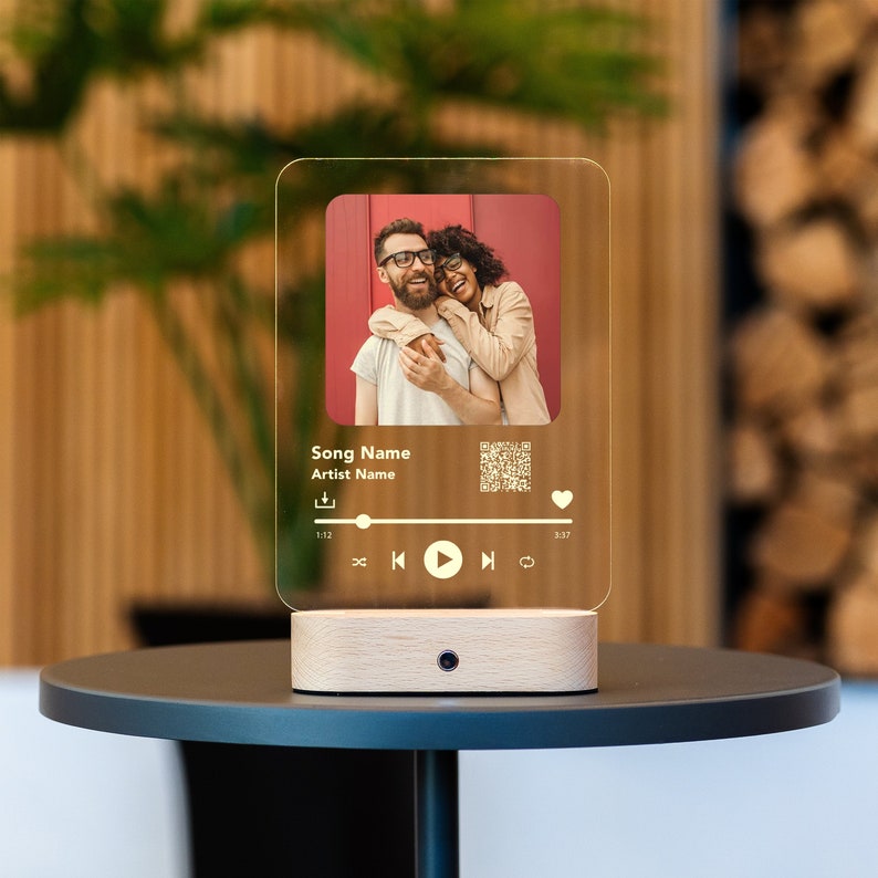 Personalized Music Plaque With Wood Stand, Custom Album Cover Song ...