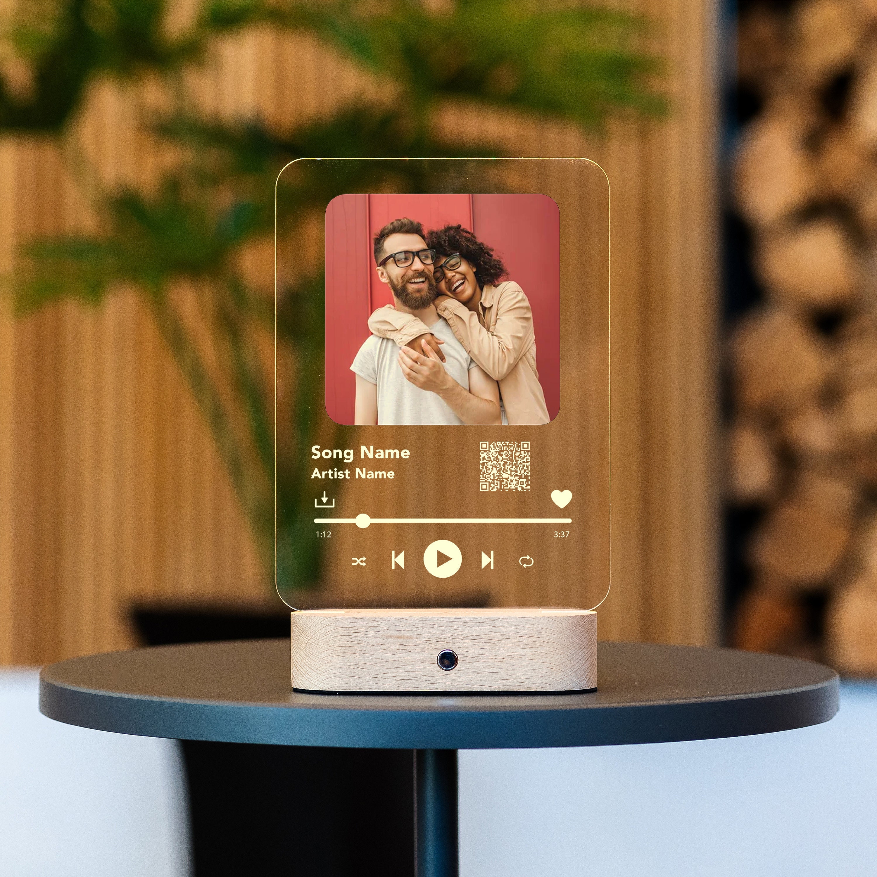 Personalized Music Plaque With Wood Stand, Custom Album Cover Song ...