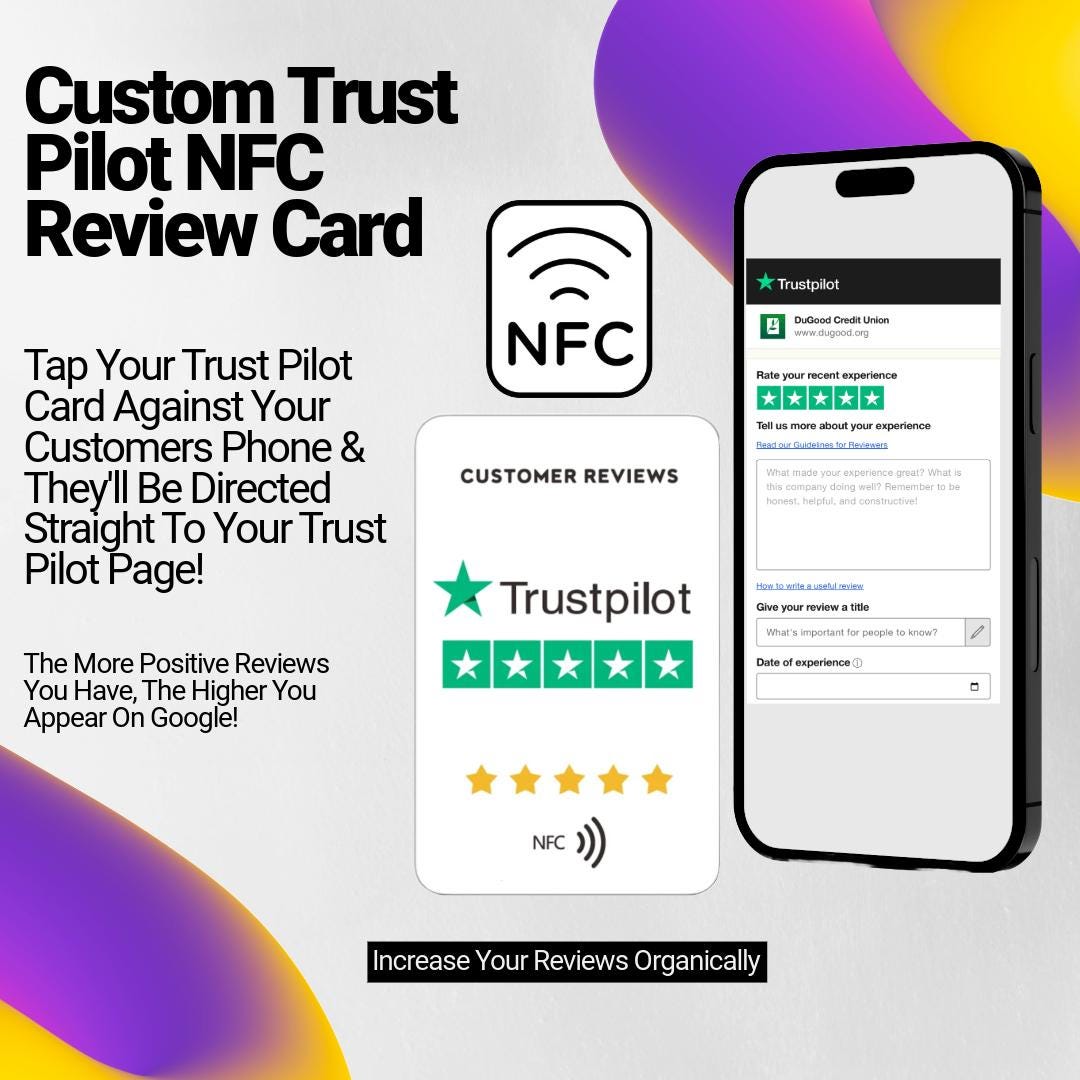 Double Sided NFC Trustpilot Review Card | Get More Reviews | Tap ...