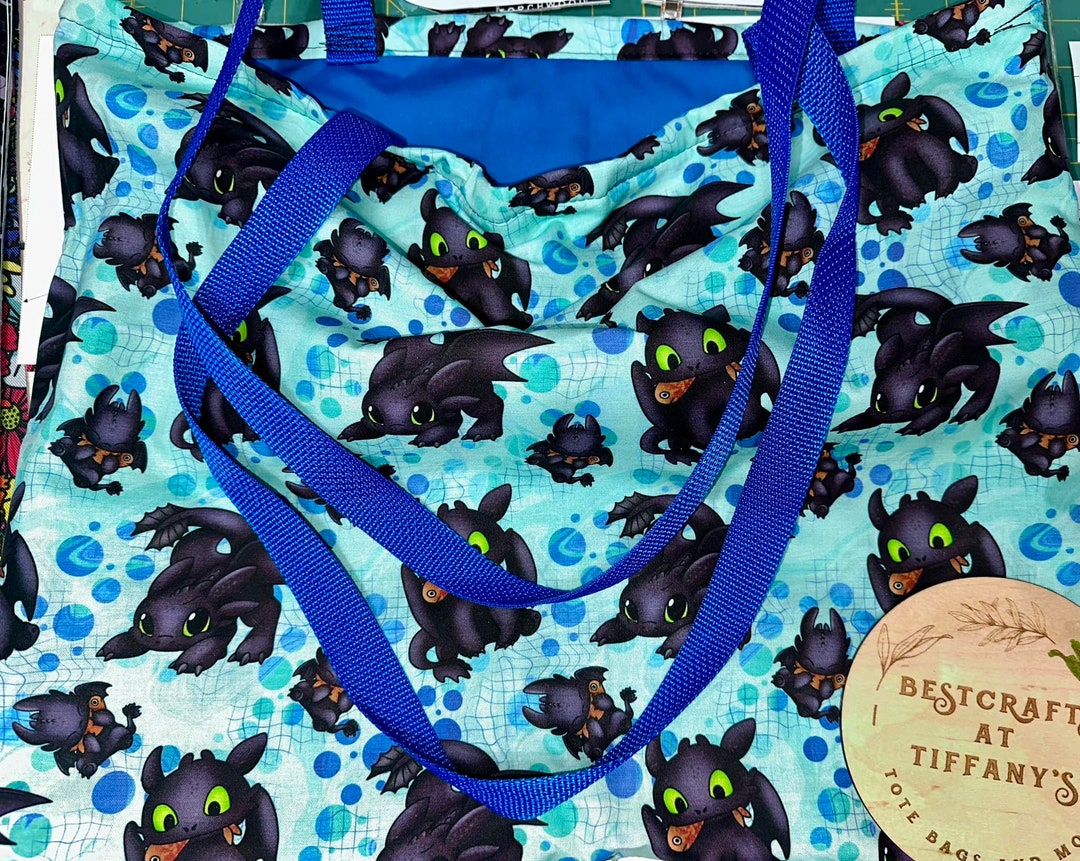Toothless Cotton Fabric Open Top Tote Bag - Etsy
