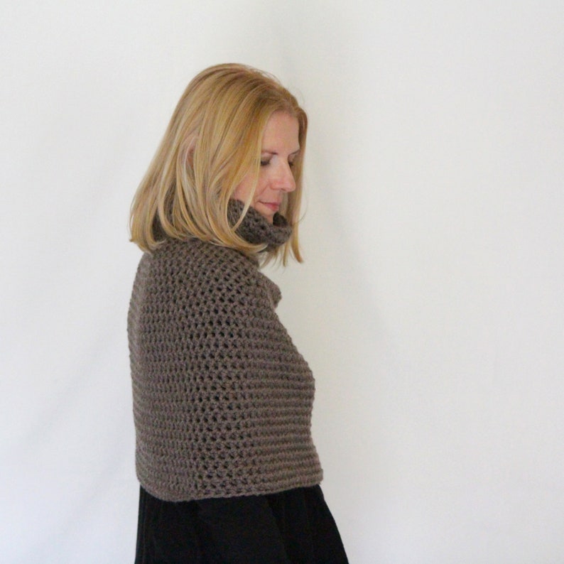 Women Capelet, Taupe Capelet, Short Cape, Turtleneck Cape, Minimalist ...