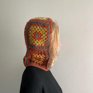 Orange Balaclava, Granny Square Hat, Balaclava Knit Hat, Colourful ...