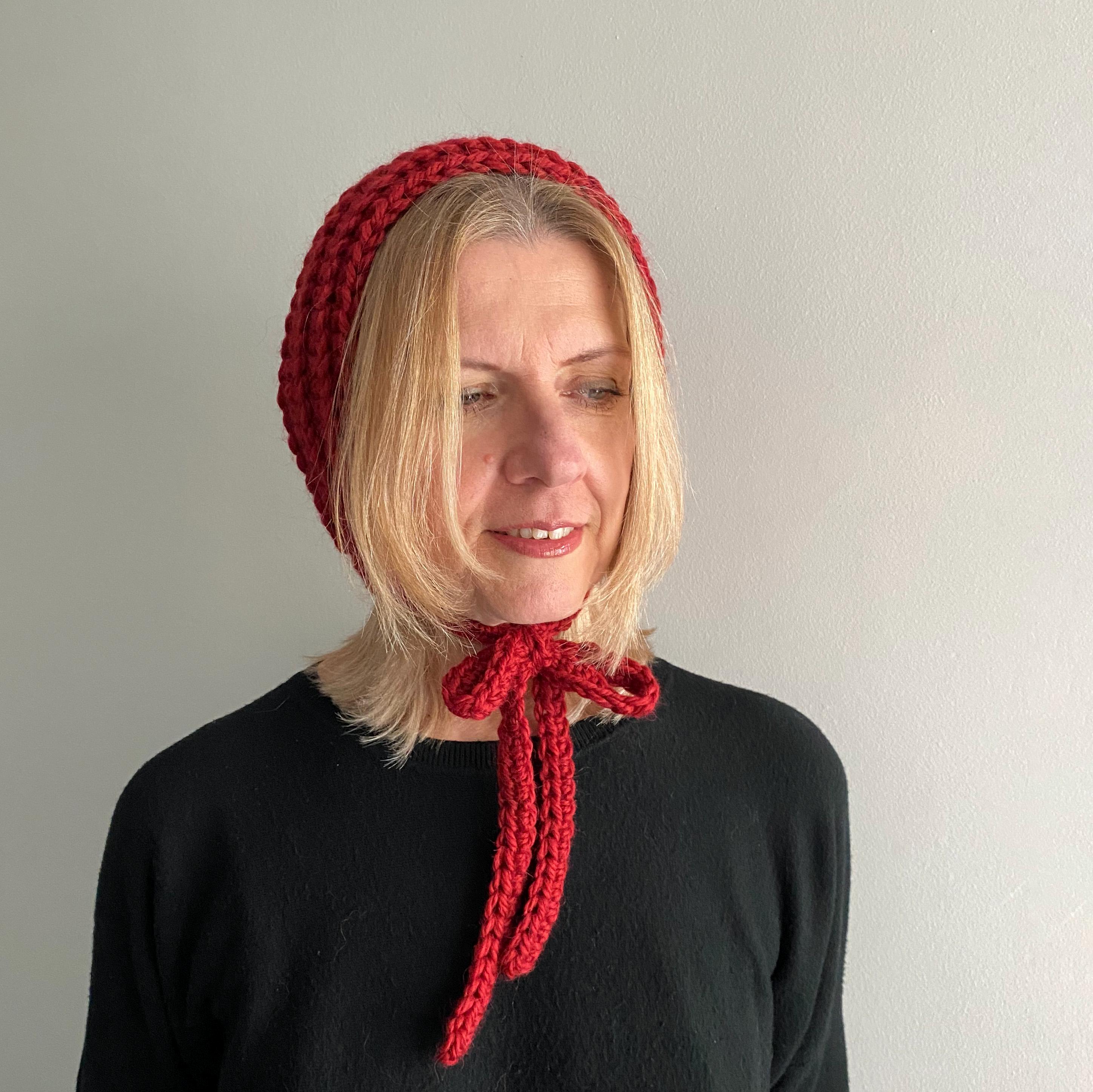Stylish Bonnet, Bow Tie Bonnet, Crochet Tie Bonnet, Adult Women Bonnet ...