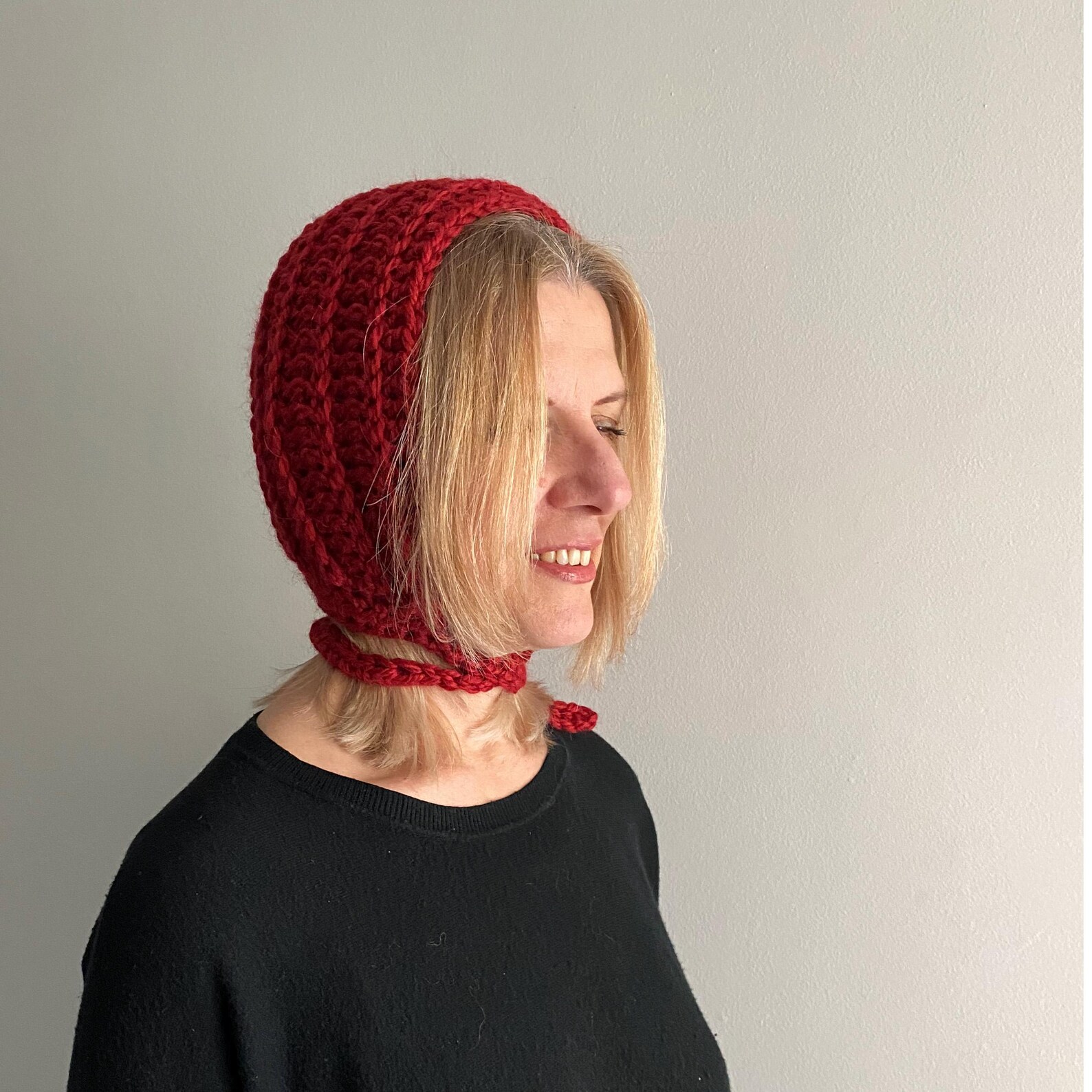 Stylish Bonnet, Bow Tie Bonnet, Crochet Tie Bonnet, Adult Women Bonnet ...