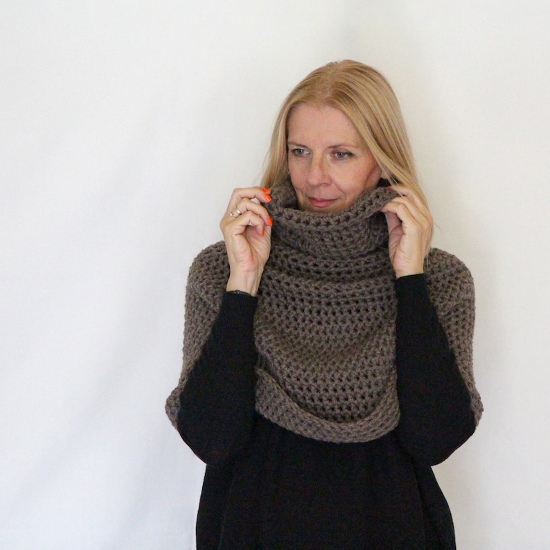 Women Capelet, Taupe Capelet, Short Cape, Turtleneck Cape, Minimalist ...