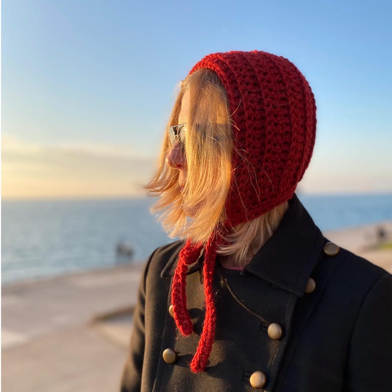 Stylish Bonnet, Bow Tie Bonnet, Crochet Tie Bonnet, Adult Women Bonnet ...