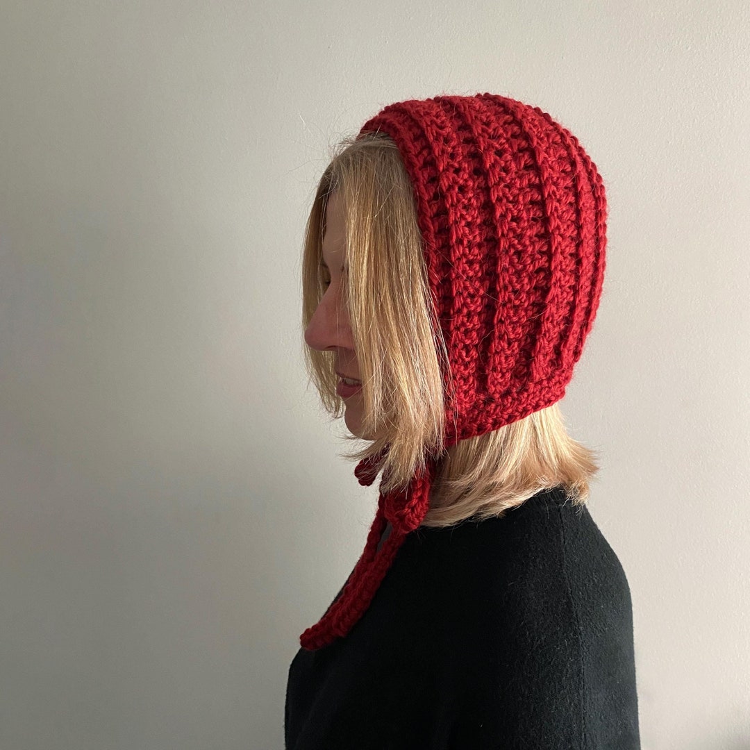 Stylish Bonnet, Bow Tie Bonnet, Crochet Tie Bonnet, Adult Women Bonnet ...