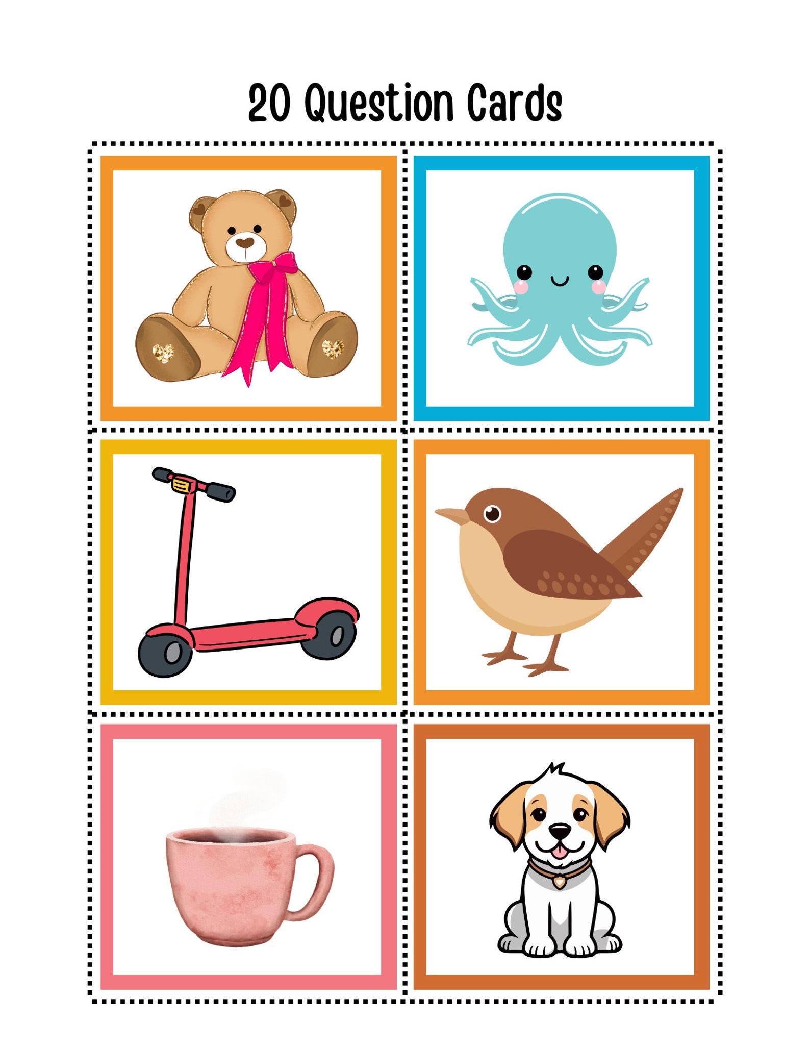 Printable 20 Questions Game Cards - Etsy UK