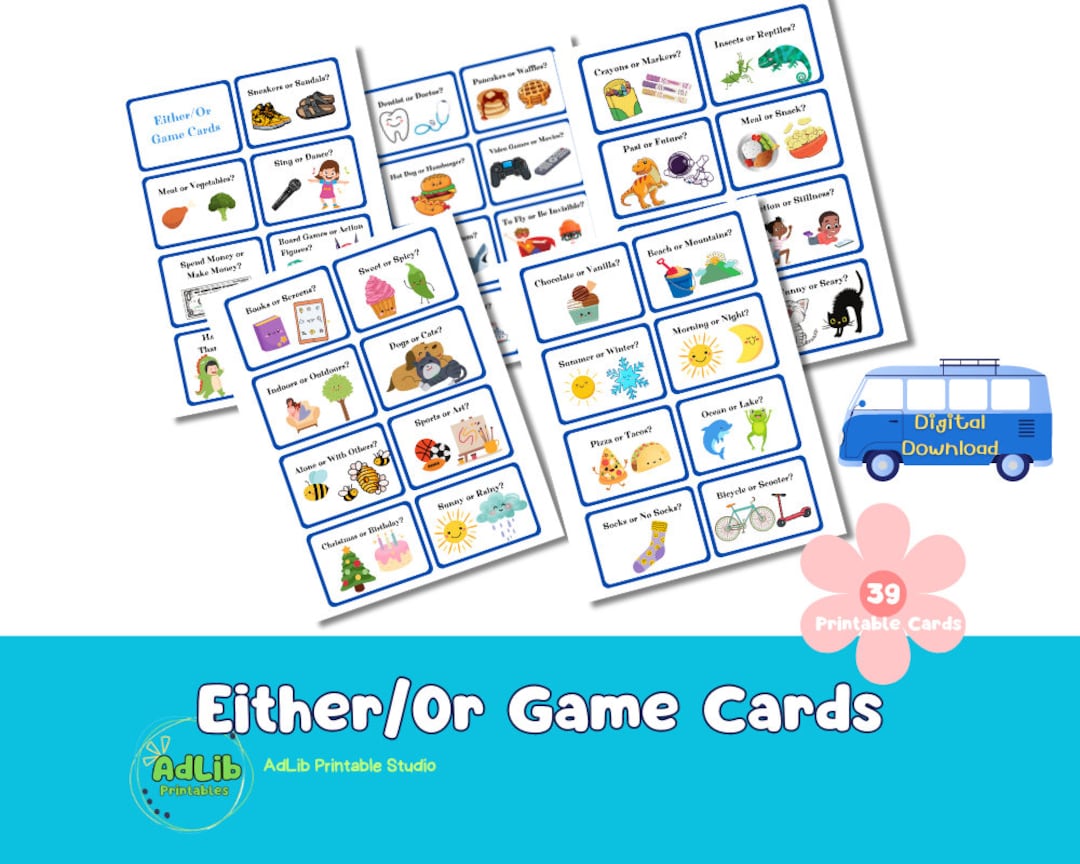 Either/or Cards Printable Game - Etsy