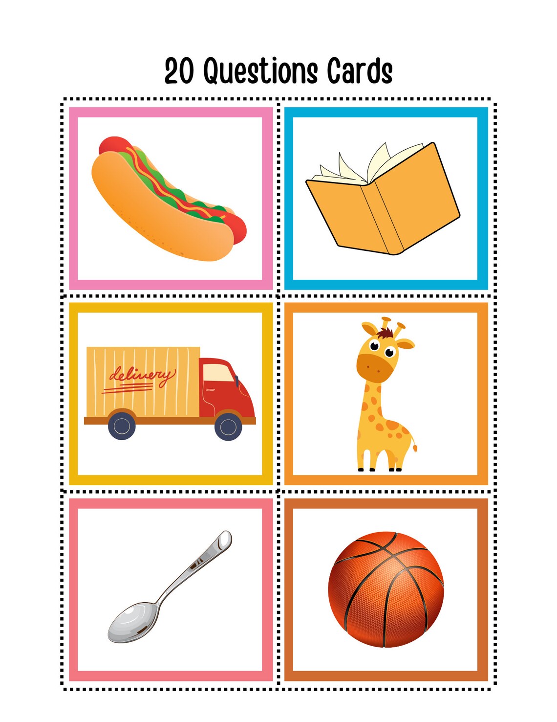 Printable 20 Questions Game Cards - Etsy UK