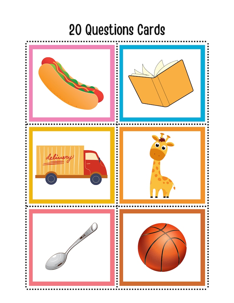 Printable 20 Questions Game Cards - Etsy UK