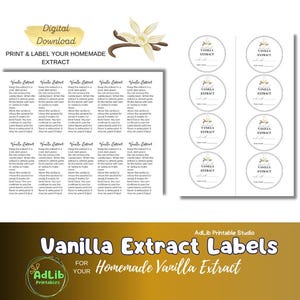 Printable Labels for Your Homemade Vanilla Extract - Etsy