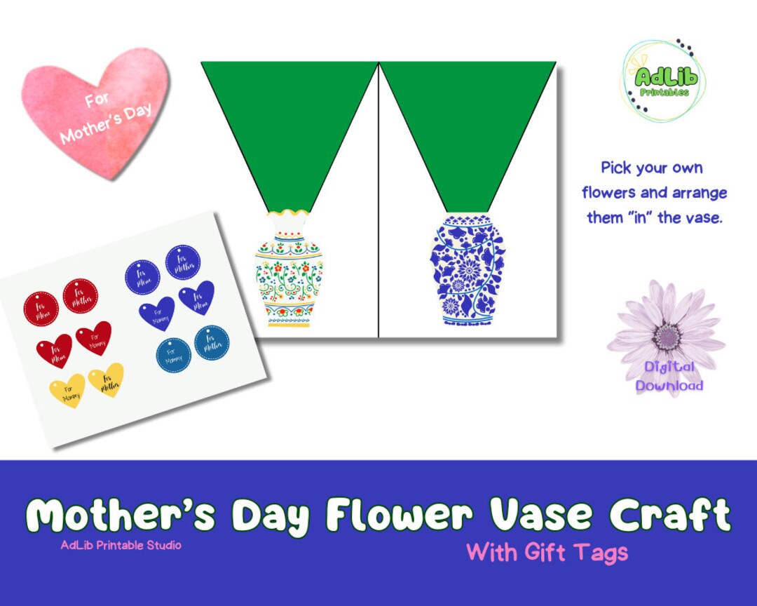 Mother's Day Printable Flower Vase Craft - Etsy