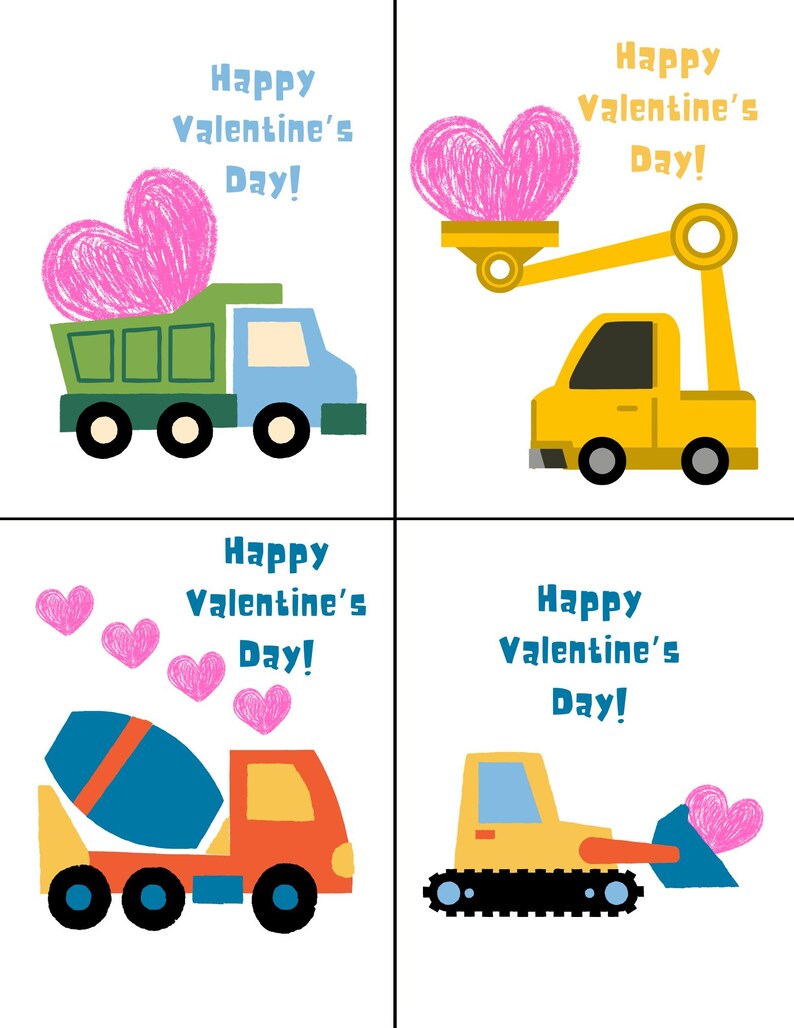 Kid's Printable Valentine's Day Cards - Etsy