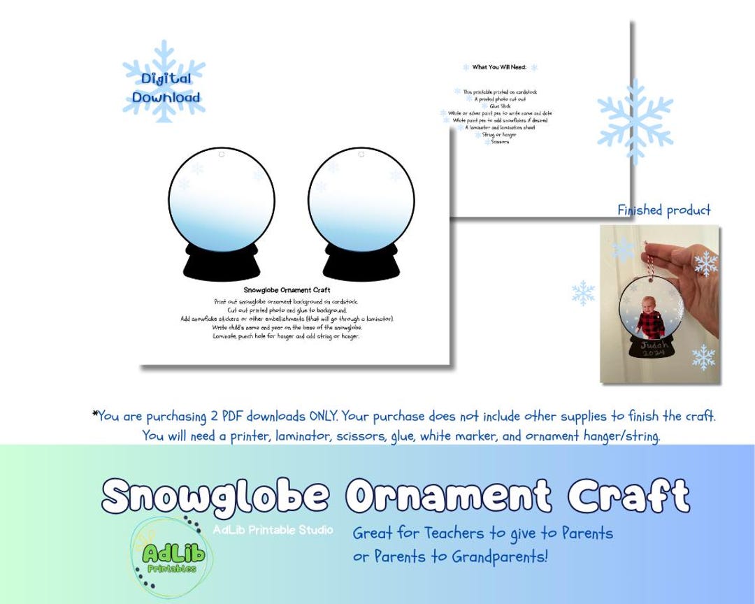 Snowglobe Printable Ornament Photo Craft (background Only) - Etsy