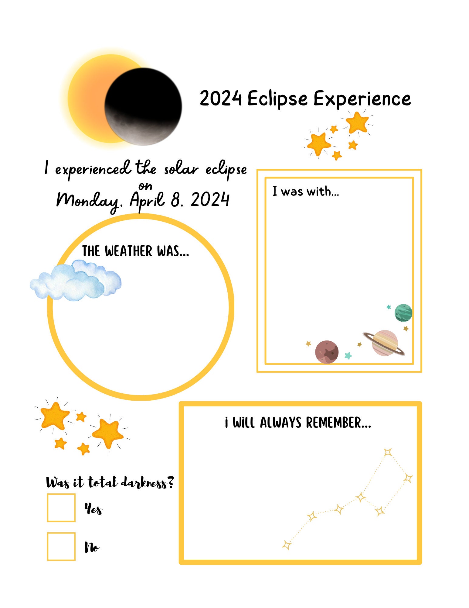 2024 Solar Eclipse Experience Printable Pack - Etsy
