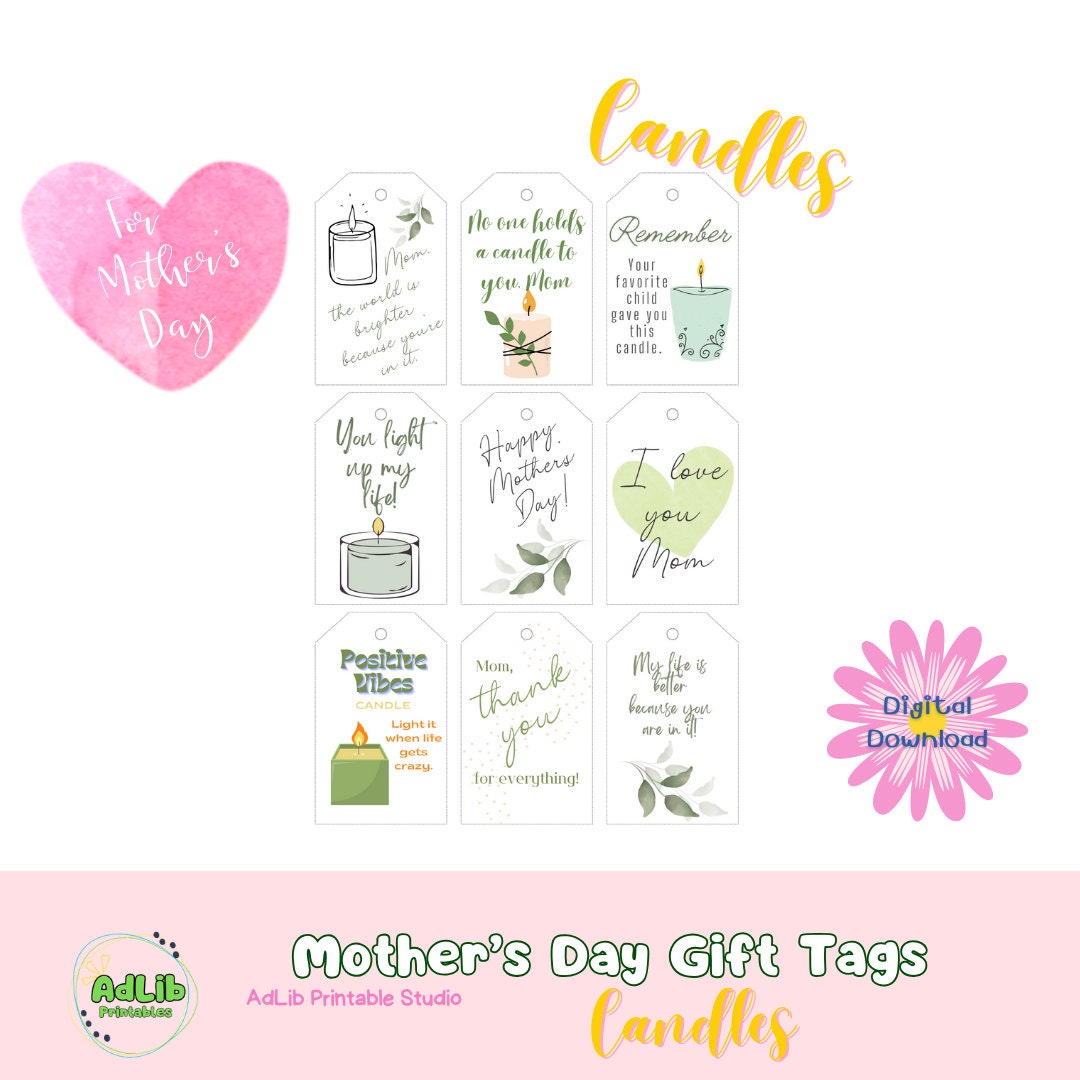 Mother's Day Gift Tags for Candles Printable - Etsy