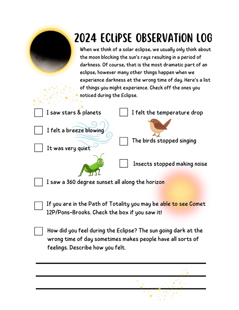 2024 Solar Eclipse Experience Printable Pack - Etsy