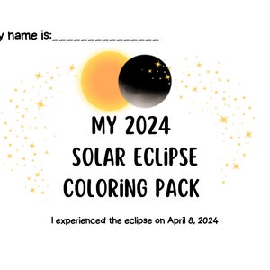 2024 Solar Eclipse Preschool Coloring Pack - Etsy