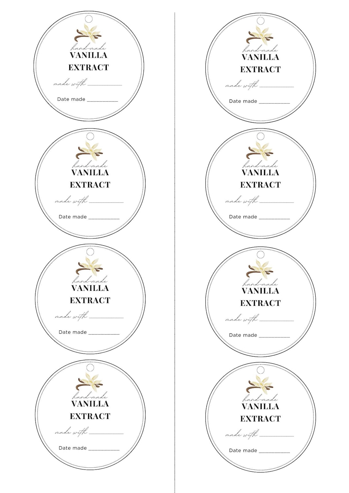 Printable Labels for Your Homemade Vanilla Extract - Etsy