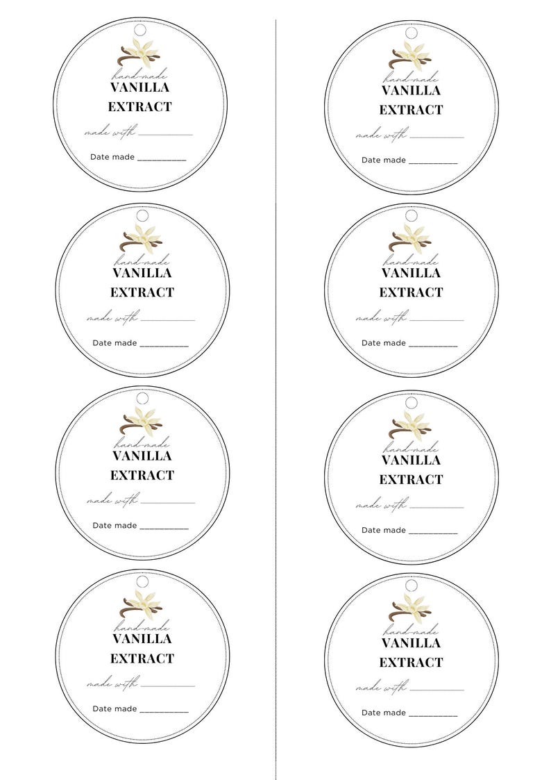 Printable Labels for Your Homemade Vanilla Extract - Etsy