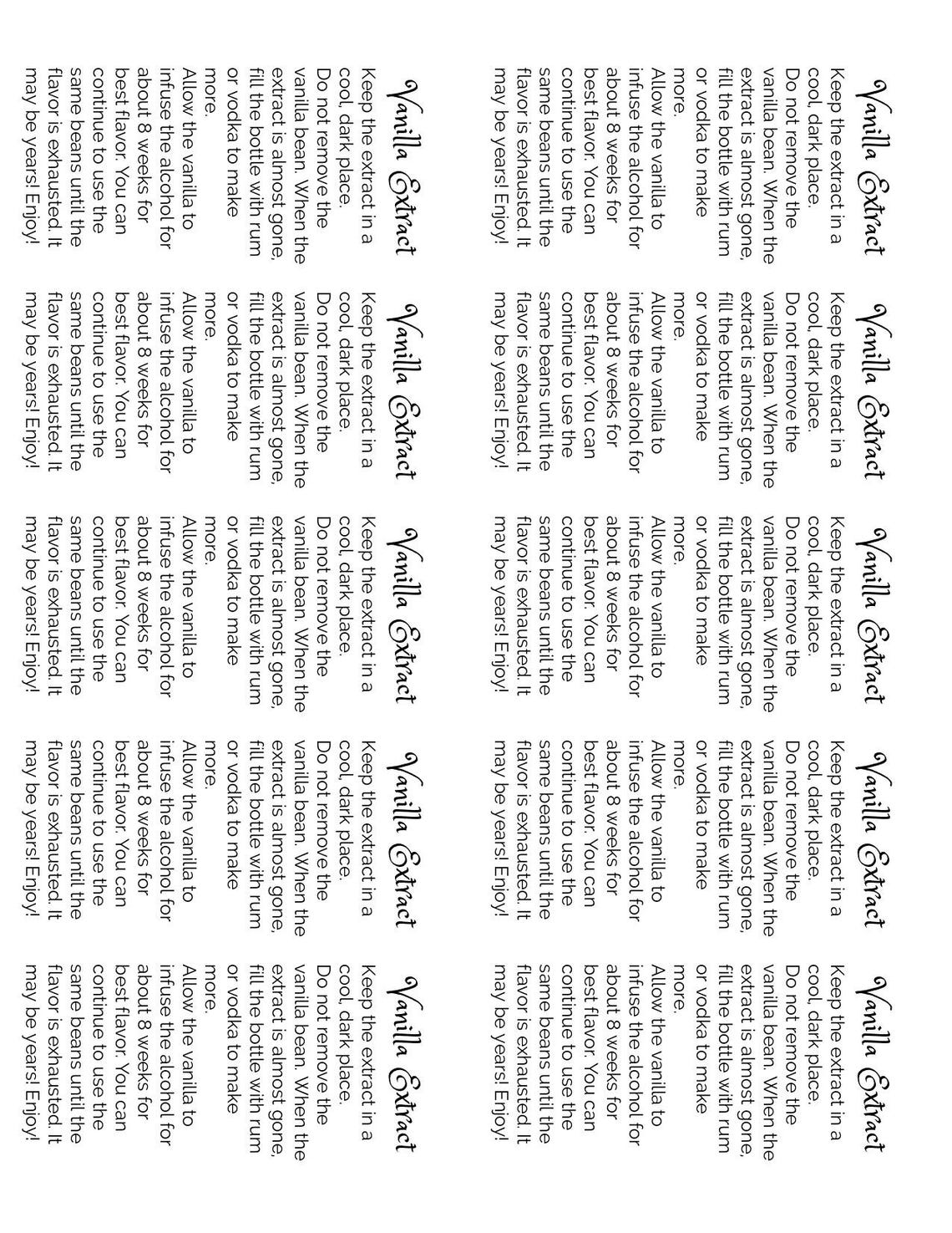 Printable Labels for Your Homemade Vanilla Extract - Etsy