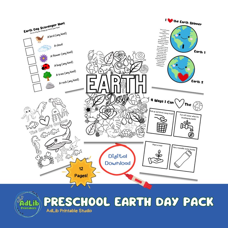 Preschool Earth Day Printable Pack - Etsy
