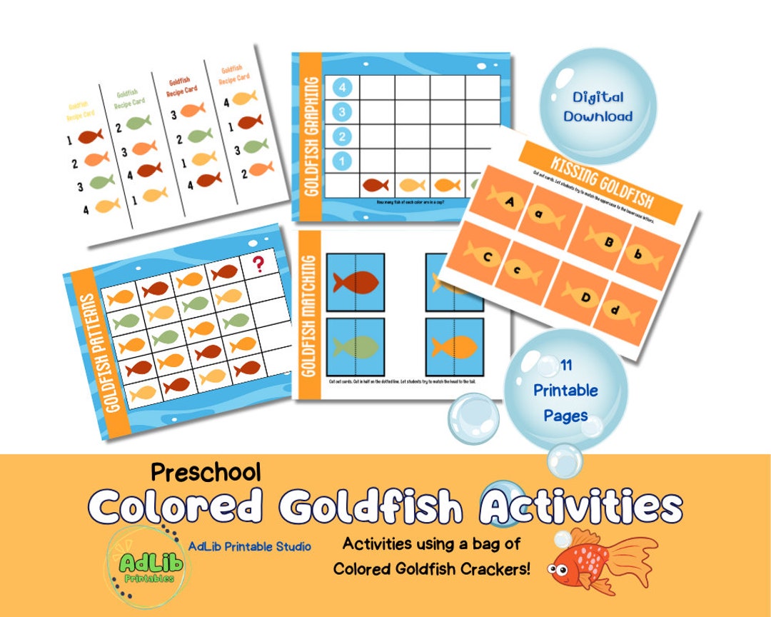Colored Goldfish Preschool Printable Activities - Etsy