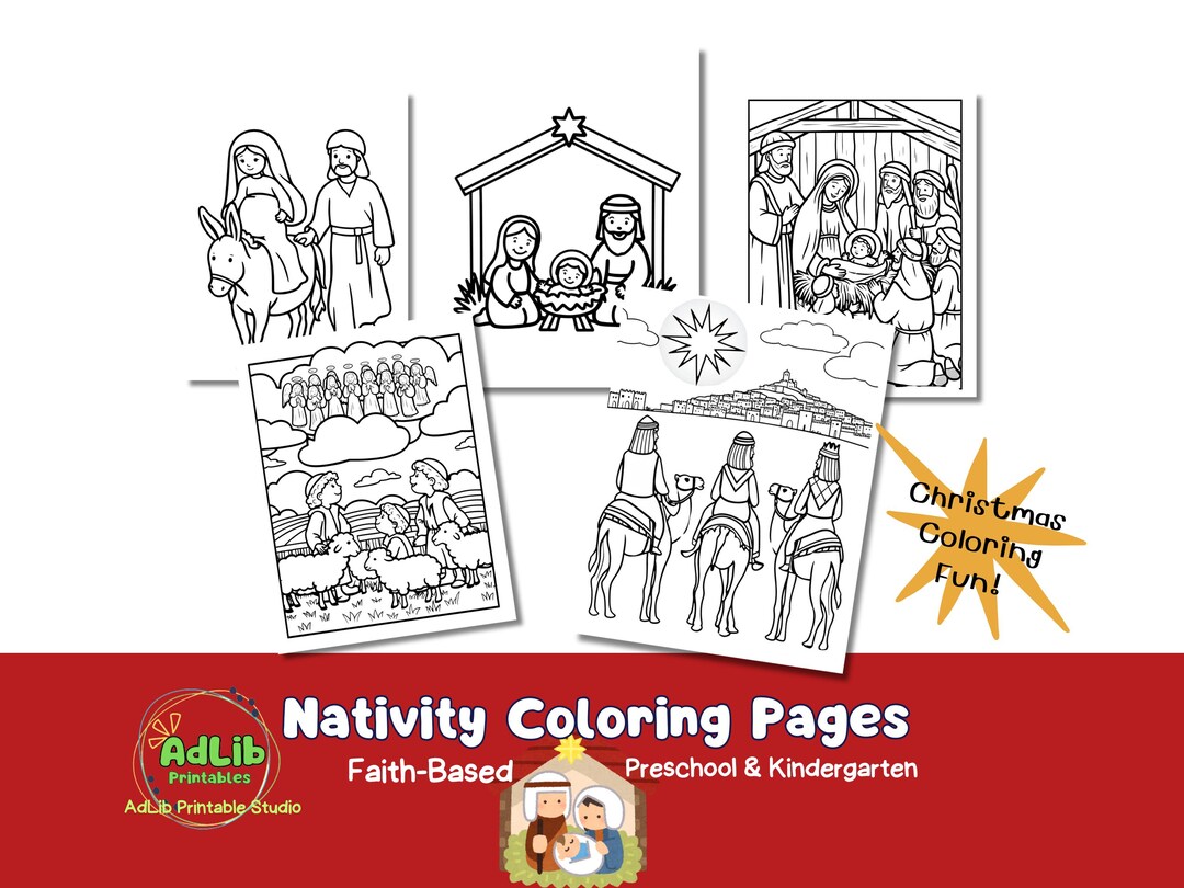Nativity Coloring Pages for Preschool & Kindergarten - Etsy