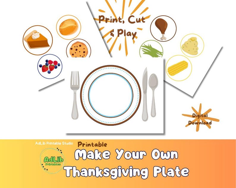 Make Your Own Thanksgiving Plate Printable for Preschool and Toddler - Etsy