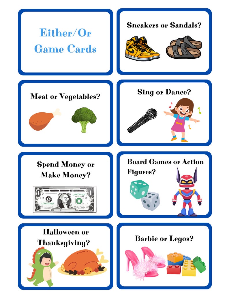 Either/or Cards Printable Game - Etsy
