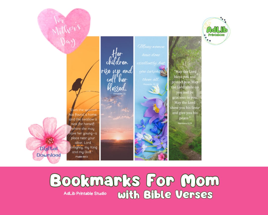 Printable Bookmarks With Bible Verses for Mom - Etsy