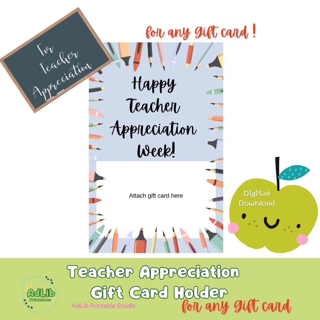 Teacher Appreciation Gift Card Holder for Any Gift Card - Etsy