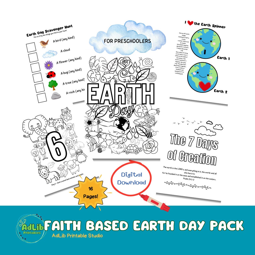 Faith-based Preschool Earth Day Printable Pack - Etsy
