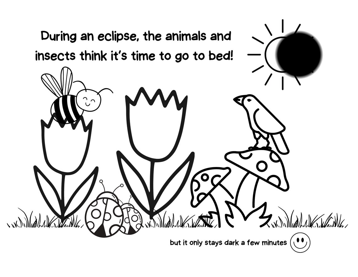 2024 Solar Eclipse Preschool Coloring Pack - Etsy